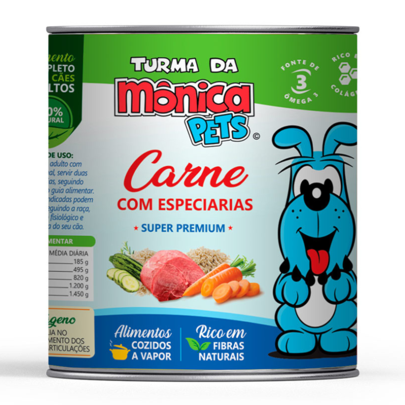 Alimento Úmido Turma da Mônica Pets para Cães Carne com Especiarias 280gr