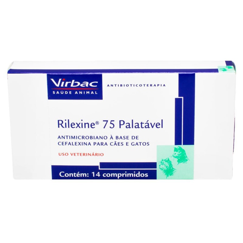 Antibiótico Rilexine Palatável para Cães e Gatos com 14 Comprimidos ...