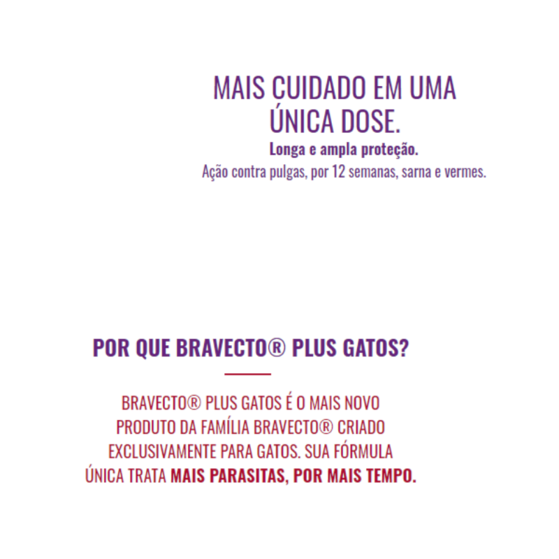 Antipulgas Transdermal Bravecto Plus 500mg/1,79ml para Gatos de 6,25kg até 12,5kg