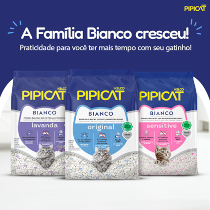 Areia Higiênica Pipicat Bianco Sensitive Para Gatos 1,8kg