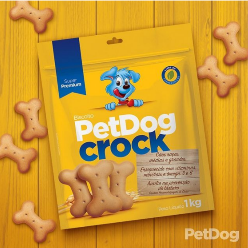 Biscoito Pet Dog Crock Tradicional 250gr para Cachorros - POLI PET