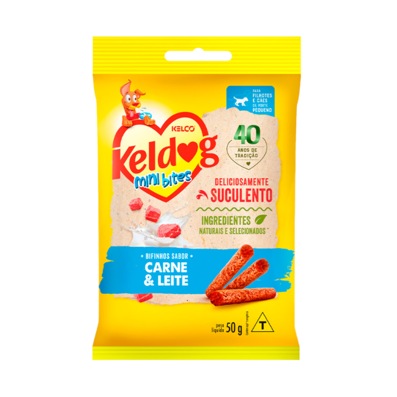 Petisco Bifinho Keldog Mini Bites para Cães Filhotes Sabor Carne e ...