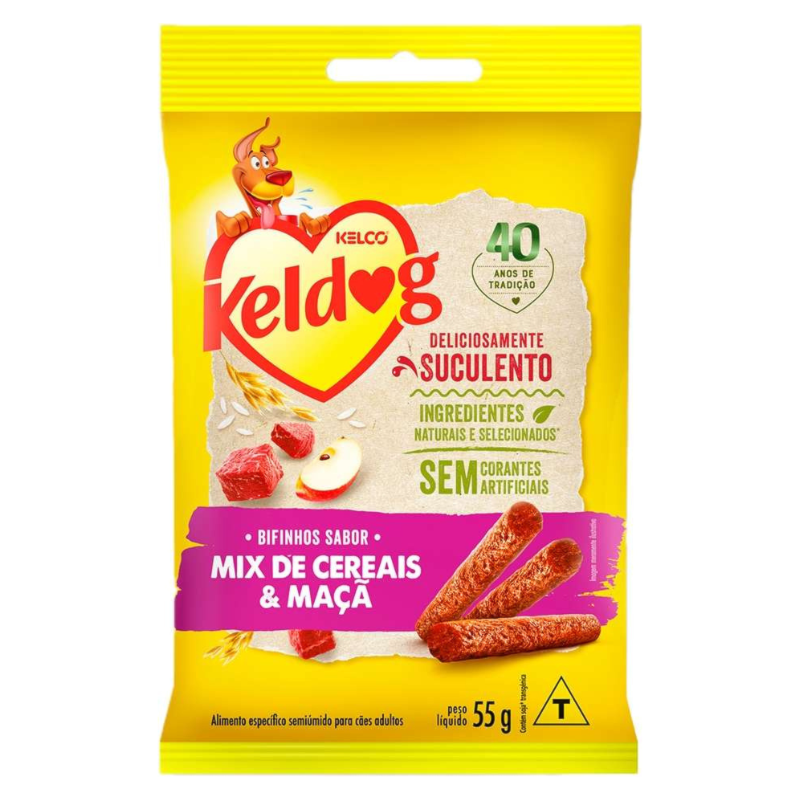 Petisco Bifinho Keldog Mix de Cereais e Maça 55gr para Cães