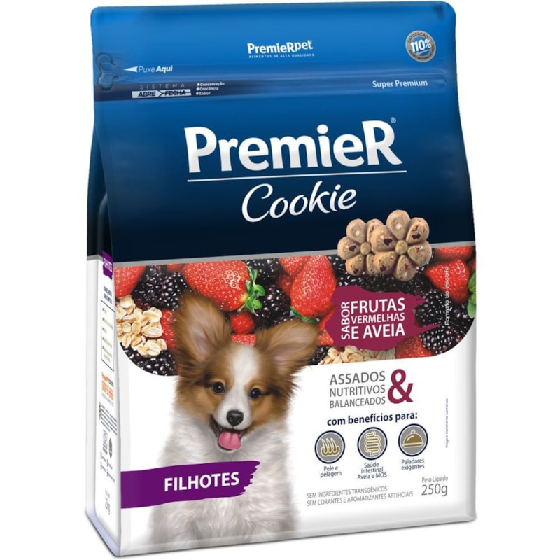 Petisco PremieR Cookie cachorros filhotes frutas vermelhas 250gr