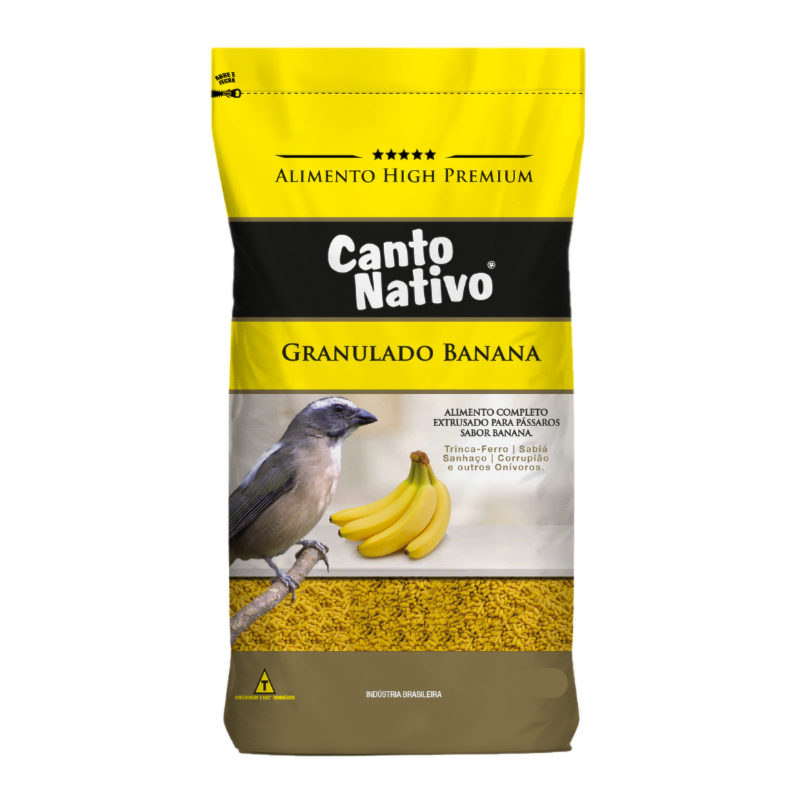 Ração Extrusada para Pássaros Canto Nativo Sabor Banana 500gr Ração Extrusada para Pássaros Canto Nativo Sabor Banana 500gr