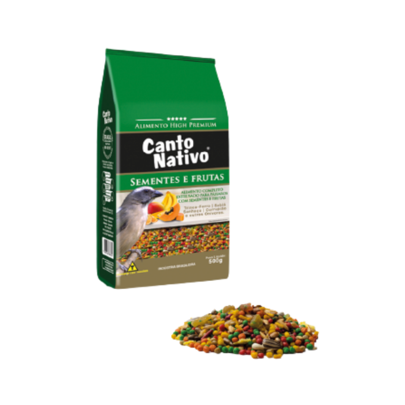 Ração Extrusada para Pássaros Canto Nativo Sementes e Frutas 500gr Ração Extrusada para Pássaros Canto Nativo Sementes e Frutas 500gr