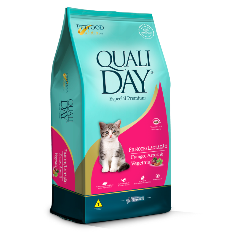 Ração Qualiday Cat para Gatos Filhotes 1kg Sabor Frango, Arroz e Vegetais