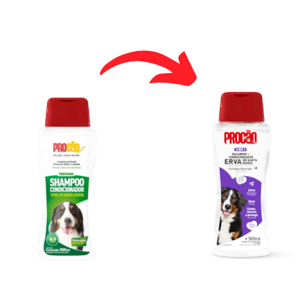 Shampoo e Condicionador Procão Erva Santa Maria Para Cães 500ml