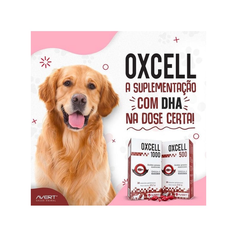 Suplemento Alimentar Oxcell 500 Ômega 3 com 30 Cápsulas para Cães e Gatos