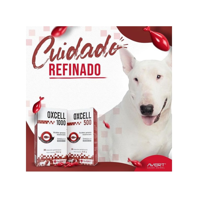 Suplemento Alimentar Oxcell 500 Ômega 3 com 30 Cápsulas para Cães e Gatos