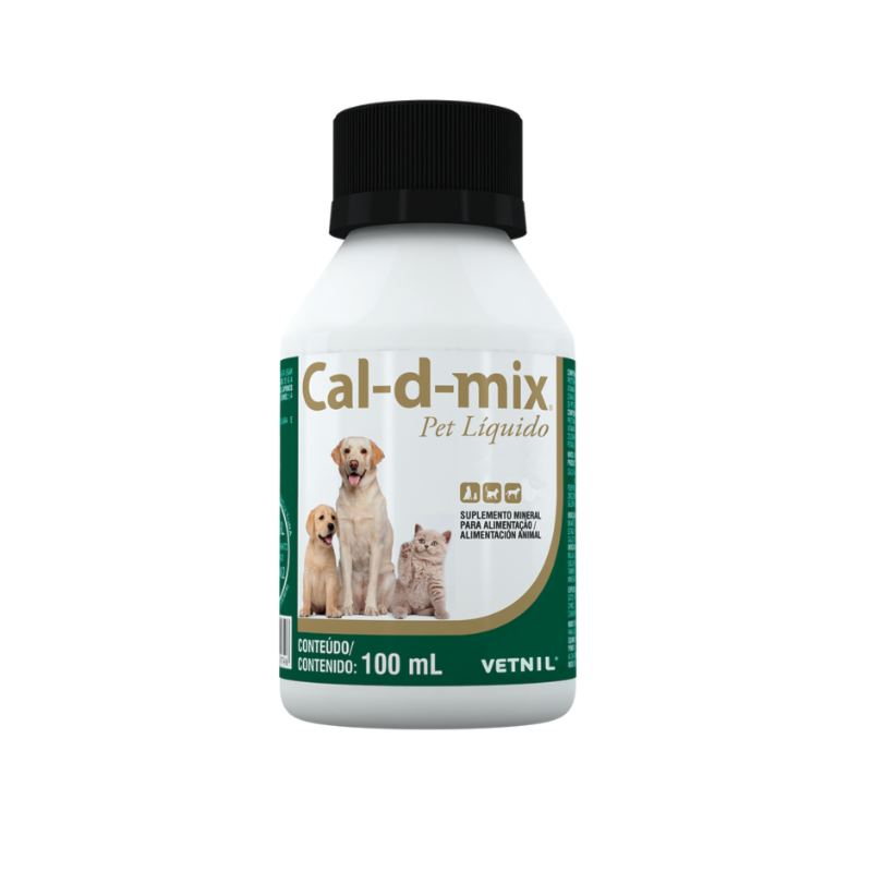 Suplemento Vitamínico Cal-D-Mix Liquido para Cachorros e Gatos 100ml
