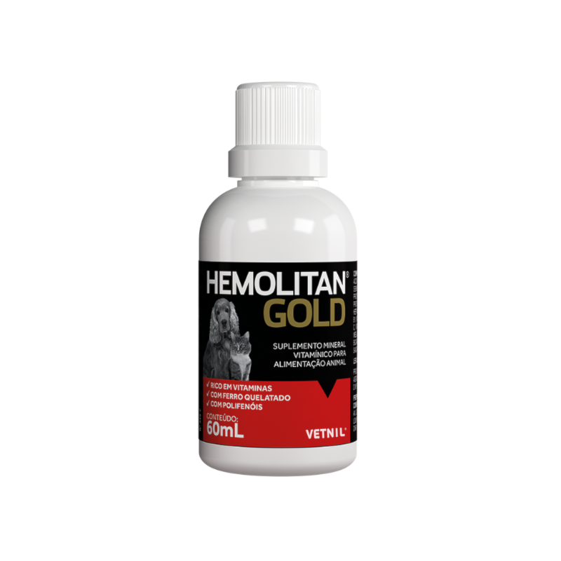 Suplemento Vitamínico Vetnil Hemolitan Gold para Cachorros e Gatos 60ml