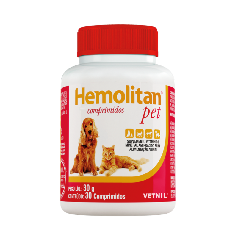 Suplemento Vitamínico Vetnil Hemolitan Pet para Cachorros e Gatos 30 ...