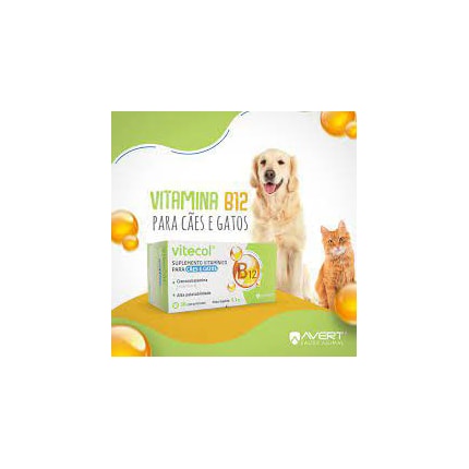 Suplemento Vitamínico Vitecol B12 com 30 Comprimidos para Cães e Gatos